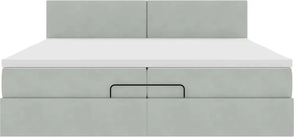 Osmanský rám postele s matracíes světle šedá 200x200cm samet 3312572