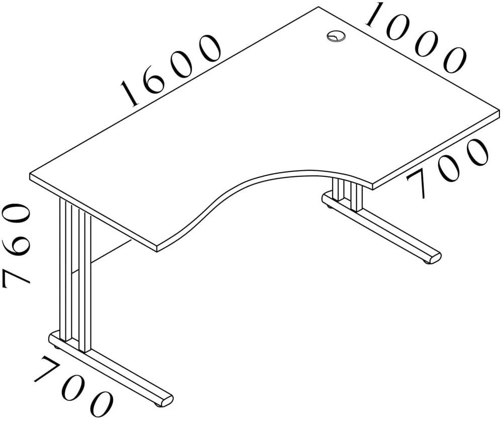 Rohový stůl Visio LUX 160 x 100 cm, pravý, ořech