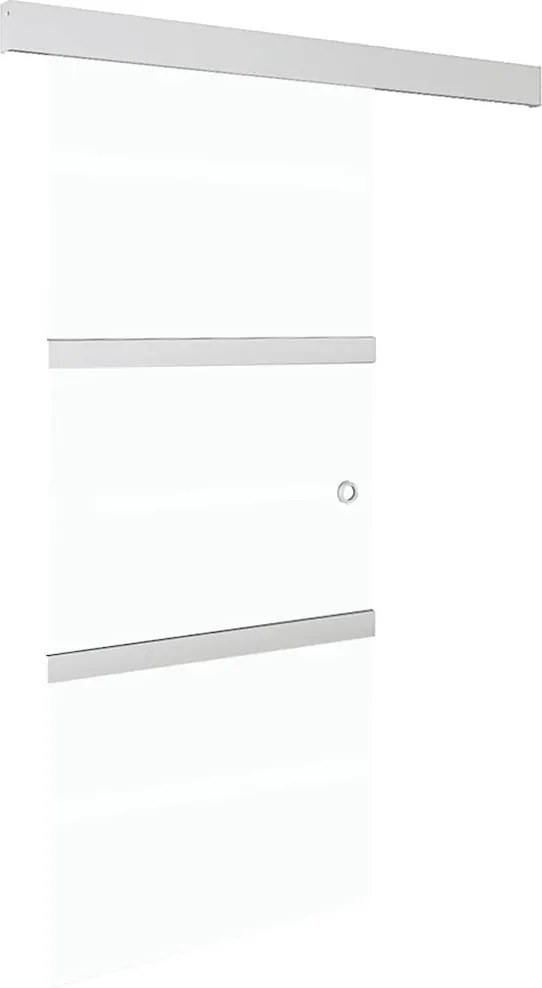 Posuvné dveře ESG sklo a hliník 90 x 212 cm stříbrné 288053