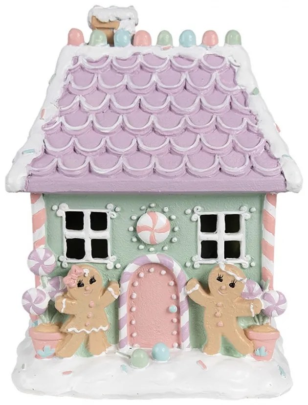 Zeleno-fialová perníková chaloupka Gingerbread House Pastello - 17*14*21 cm
