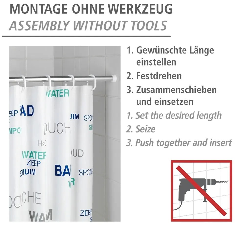 Tyč na sprchový závěs ve stříbrné barvě 110 - 185 cm – Wenko