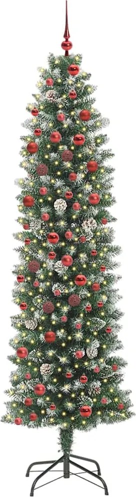 Umělý štíhlý vánoční strom Zelená a bílá 210 cm 3395305