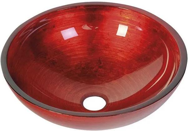 MURANO ROSSO IMPERO skleněné umyvadlo kulaté 40x14 cm, červená AL5318-63