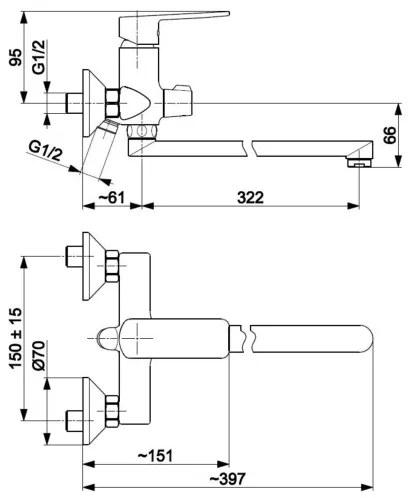 KFA Armatura 4428-715-00 - Vanová sada s baterií AGAT lesklý chrom