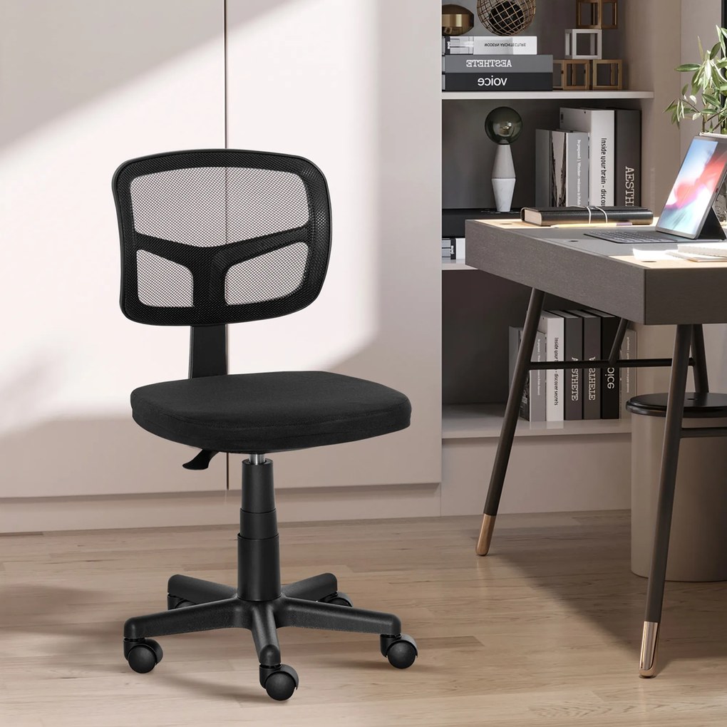 Vinsetto Ergonomická síťová kancelářská židle 360° otočná s nastavovací výškou, prodyšným bederním opěradlem a bezpodmínečnými kolečky 43x48x77,5-89,…
