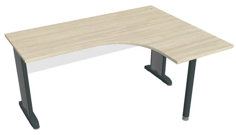 Stůl ergo oblouk levý 160×120/60 cm - Hobis Cross CE 60 L Dekor stolové desky: akát, Dekor lamino podnože: bílá, Barva nohou: černá