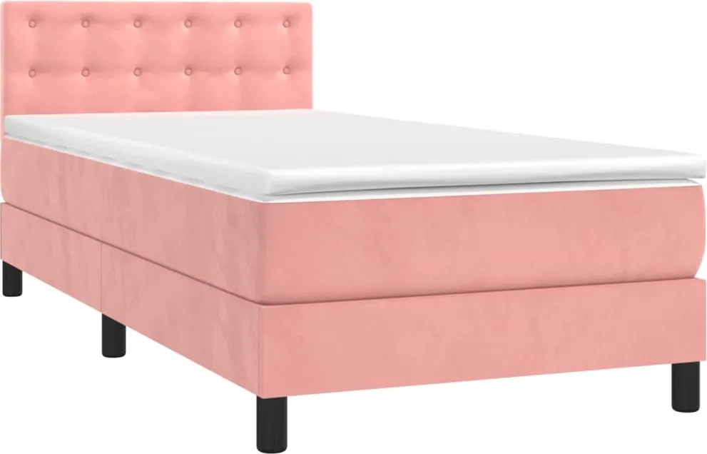 Box spring postel s matrací růžová 90x200 cm samet 3141526
