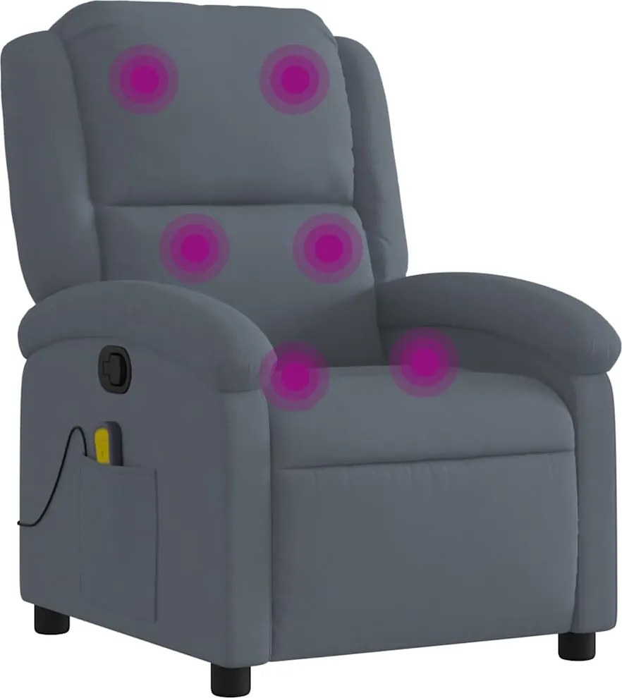 Masážní křeslo s polohovacím mechanismem, tmavě šedé sametové 3205494