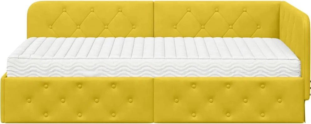 Rohový rám postele Žlutá 90 x 200 cm samet 3394088