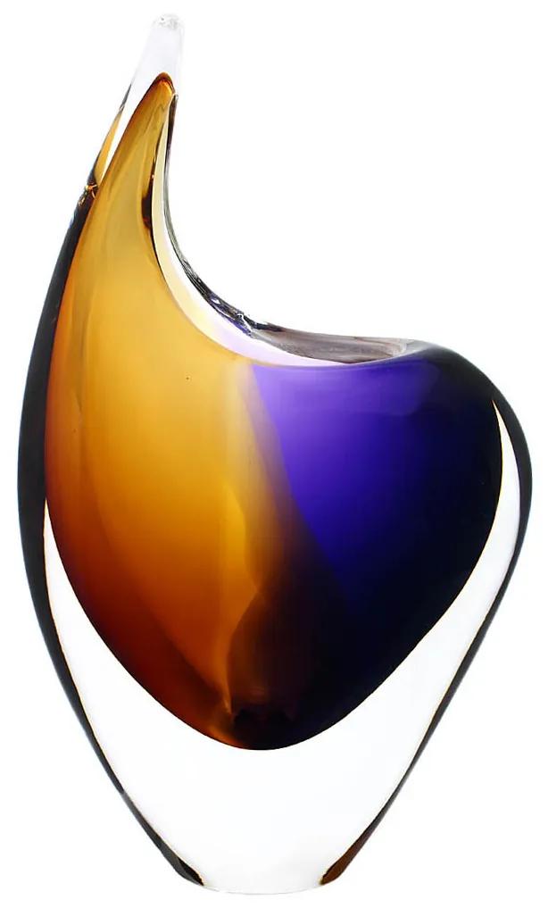Skleněná váza hutní 06, ametyst a zlatý topaz, 16 cm | České hutní sklo od Artcristal Bohemia