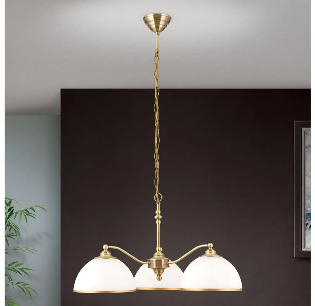 Orion LU 1838/3 - Lustr na řetězu OLD LAMP 3xE27/40W/230V bílá/mosaz