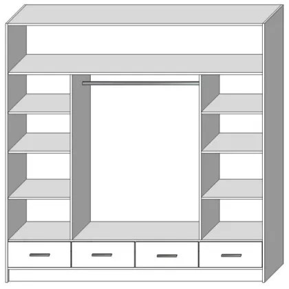 Šatní skříň se zrcadlem SANNA 200x215 cm bílá