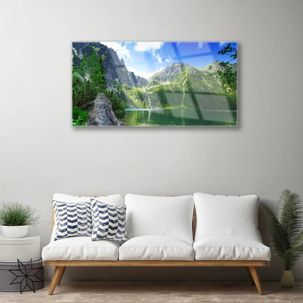 akrylový obraz Hora Jezero Příroda 100x50 cm