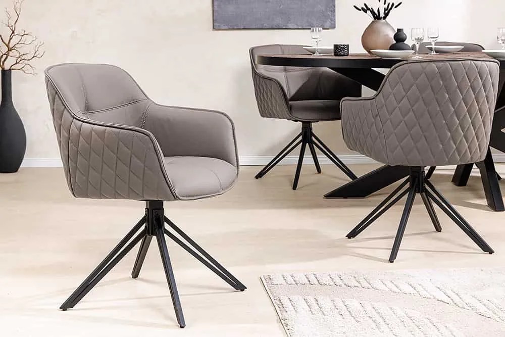 Designová otočná židle Natasha taupe kůže