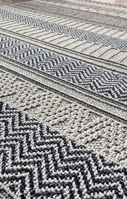 HU Šedo-béžový pruhovaný koberec Boho 878-S Rozměr: 60x100 cm