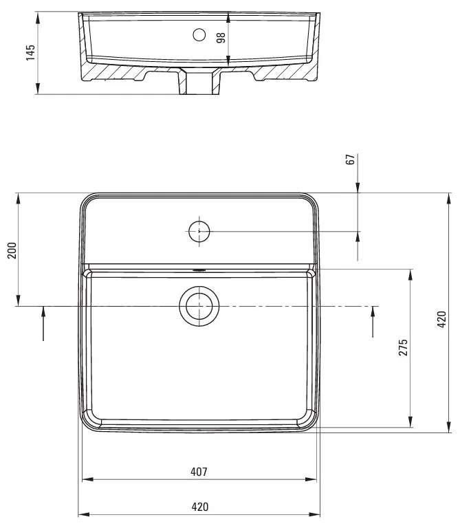 Deante Keramické washbasin, countertop, s tap shelf