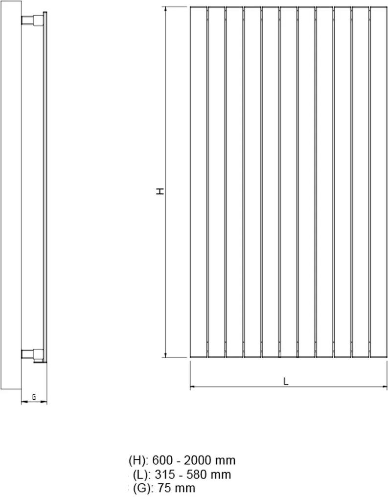 Instalprojekt Koupelnový radiátor COVER V NEW Barva radiátoru - Bílá, Rozměr radiátoru - 421 x 1600, výkon 683 W, Typ připojení - Středové 50 mm - RADCOVVN1600835