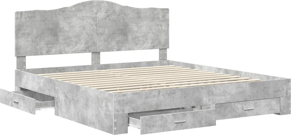 Rám postele s čelo Betonově šedá 180 x 200 cm Kompozitní dřevo 3413572