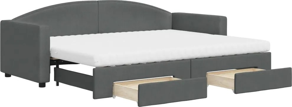 Válenda s přistýlkou a zásuvkami tmavě šedá 80 x 200 cm textil 3197238