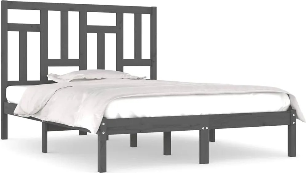 Rám postele šedý masivní borovice 200 x 200 cm 3104565