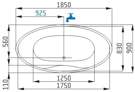 Santech Delta oválná vana 185 x 90 SADEL185