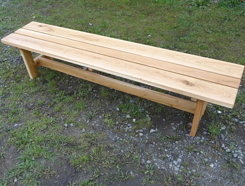 KULHÁNEK Zahradní lavice bez opěradla - přírodní Délka: 150 cm, Odstín nátěru: lazura - palisandr