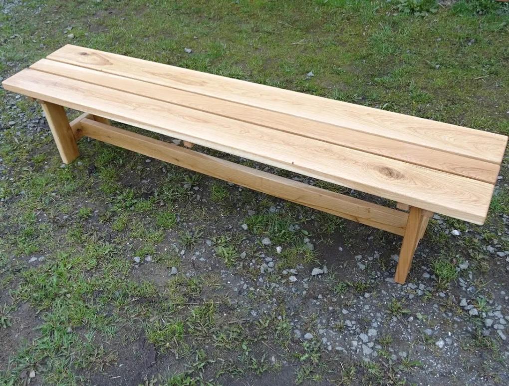 KULHÁNEK Zahradní lavice bez opěradla - přírodní Délka: 160 cm, Odstín nátěru: lazura - palisandr
