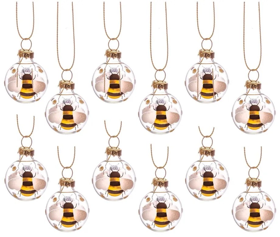Skleněné ručně vyrobené vánoční koule v sadě 12 ks ø 3 cm Bee Mini – Sass &amp; Belle