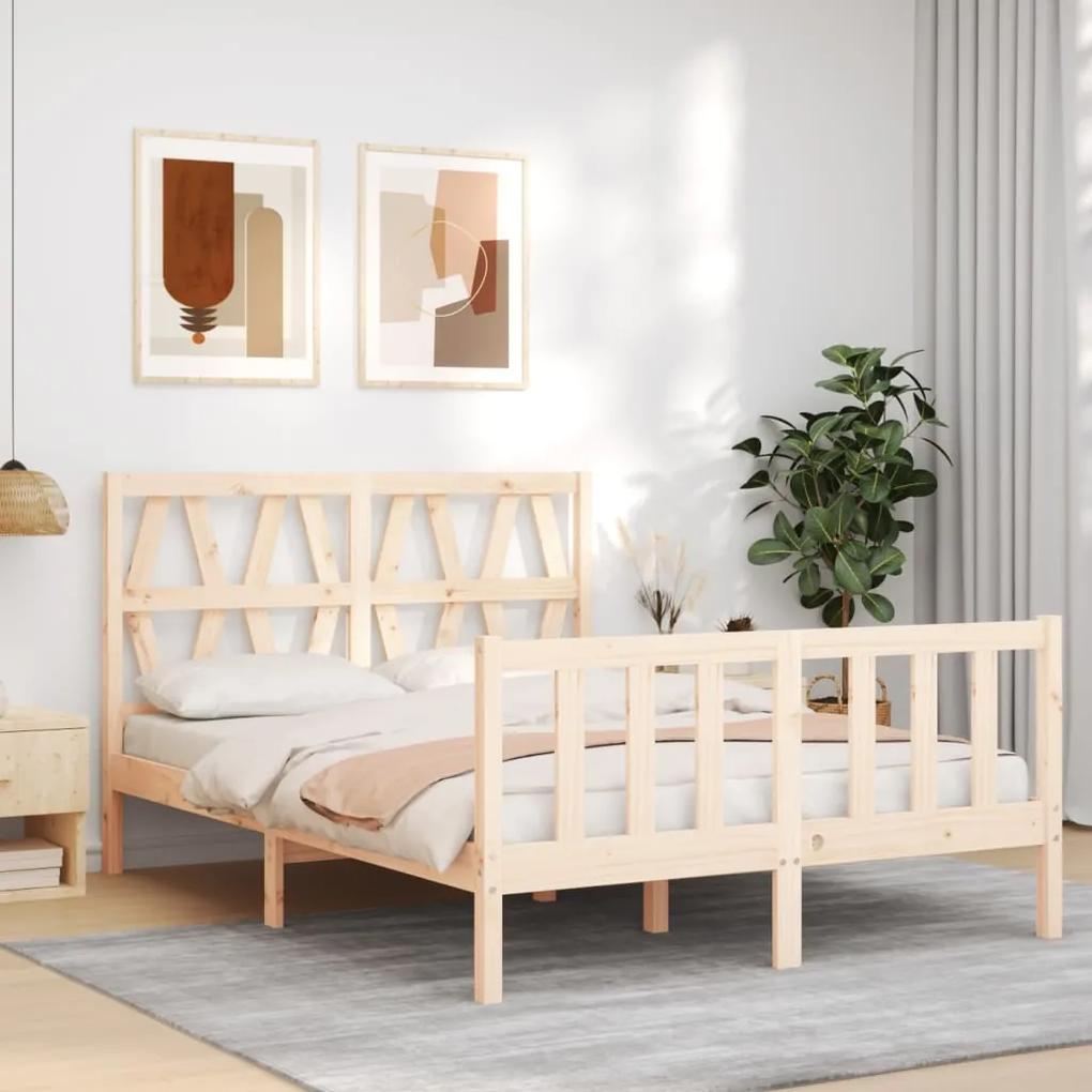 Rám postele s čelem 120 x 200 cm masivní dřevo,  3192486