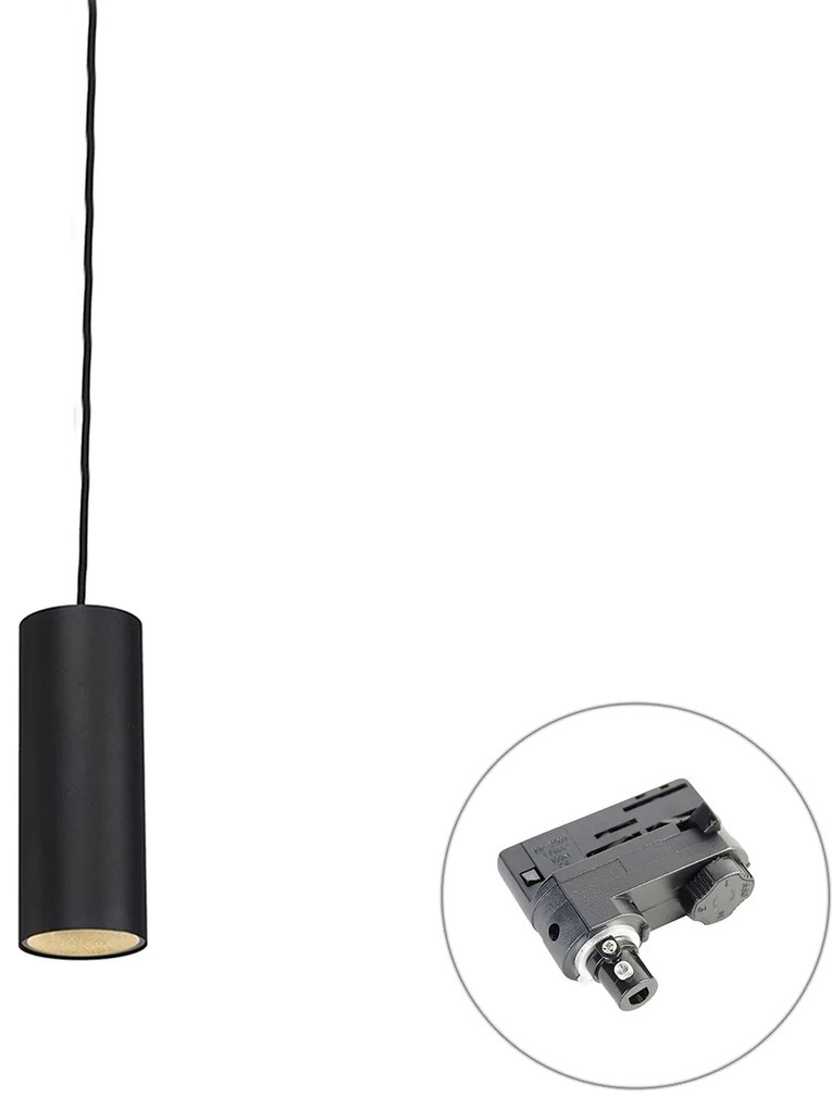 Designové závěsné svítidlo černé vč. 3-fázového kolejnicového adaptéru - 3-fázové Tubo