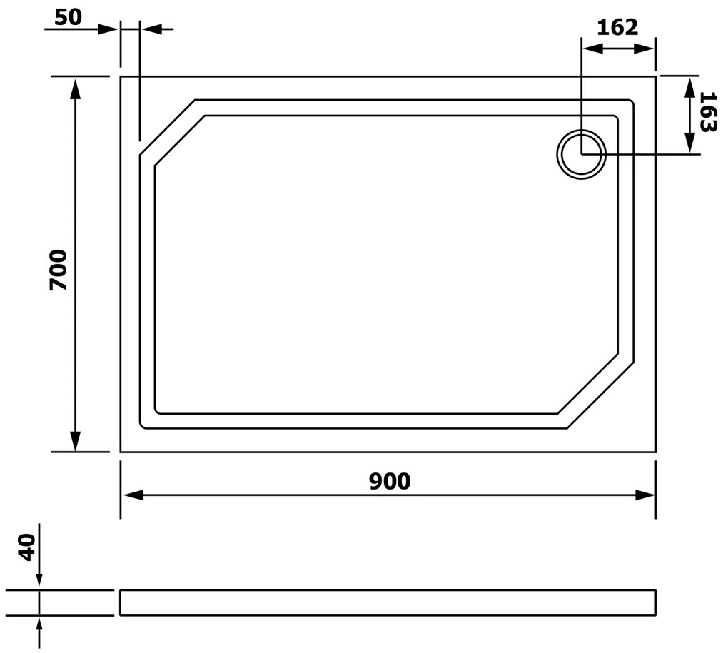 GELCO - SARA sprchová vanička z litého mramoru, obdélník 90x70x4cm, hladká, HS9070