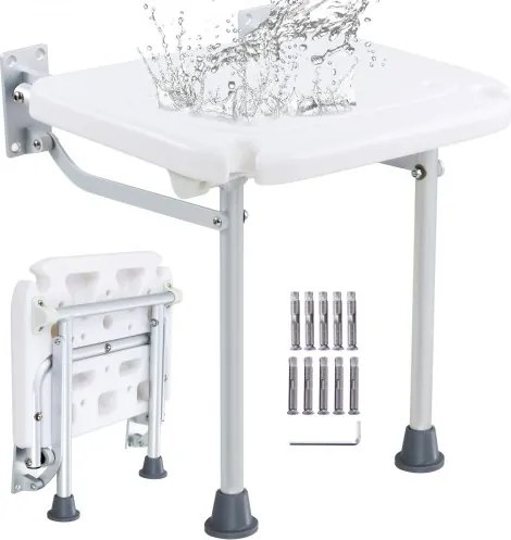 skládací sedátko do sprchy PE 39,9 × 37,6 cm nástěnná sprchová lavice 226,8 kg