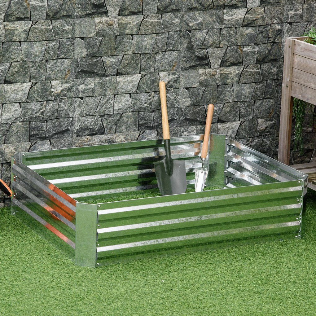 Outsunny pozinkovaný ocelový vyvýšený záhon 120 x 90 x 30 cm zahradní truhlík na květiny a zeleninu