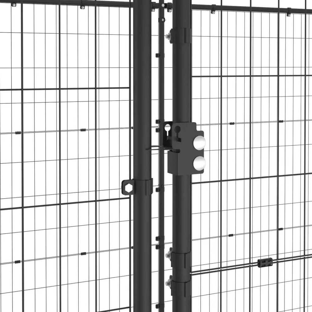 vidaXL Venkovní psí kotec se střechou pozinkovaná ocel 12,1 m² [3082294] Barva: Černo-stříbrný