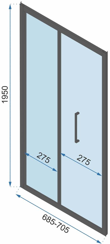 3-stěnný obdélníkový sprchový kout REA RAPID FOLD 80/dveře x 90/zástěna cm, černý