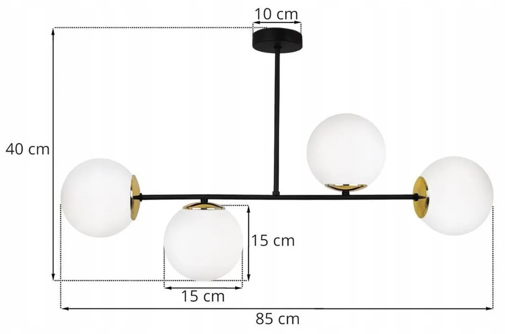 Stropní svítidlo FLORENCE, 4x bílé skleněné stínítko, (výběr ze 4 barev uchycení)