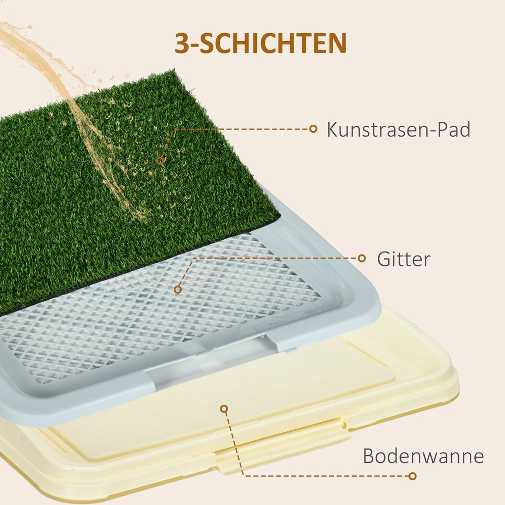 PawHut toaleta pro štěňata toaleta pro psy umělá tráva 63x48,5 cm, modrá, ideální řešení pro interiér i exteriér
