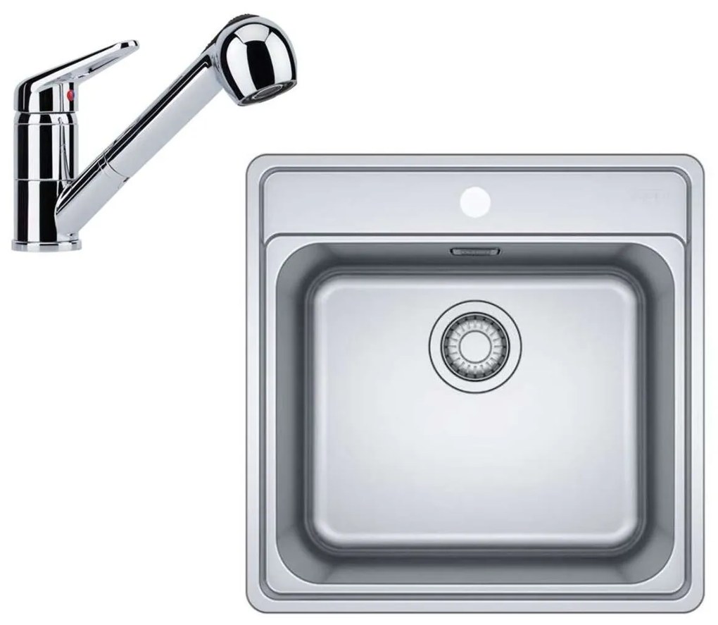 Franke - Kuchyňský set N91, nerezový dřez BCX 610-51 a baterie FC 9547.031, chrom 101.0700.674