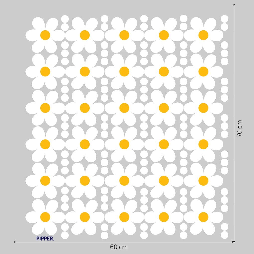 PIPPER. Textilní samolepka na zeď "Sedmikrásky a tečky"