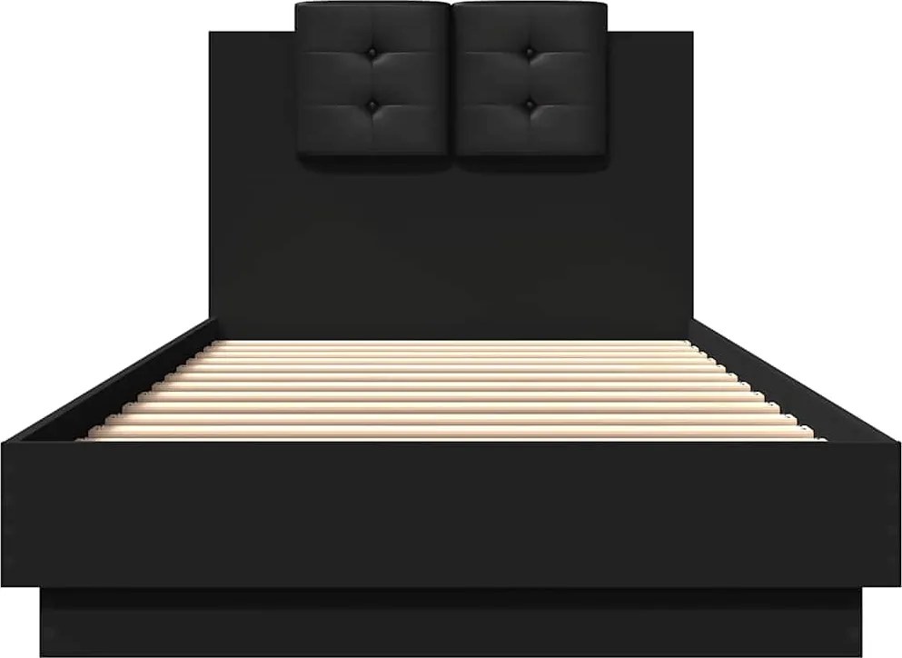 Rám postele s čelem a LED osvětlením černý 100 x 200 cm 3210025