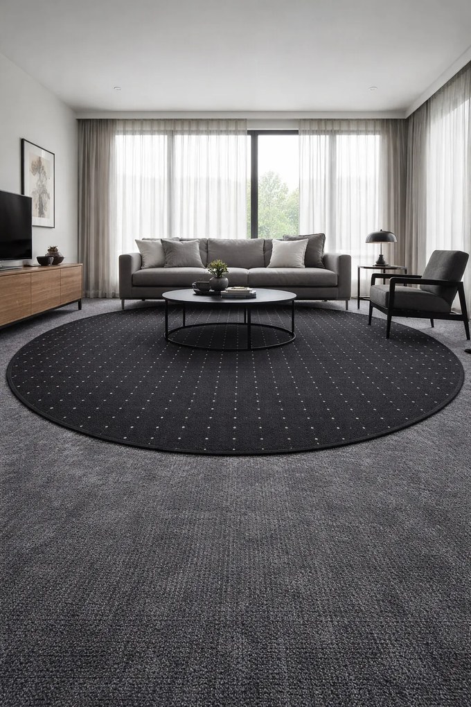 Kusový koberec Udinese antracit guľatý, 300x300 (priemer) kruh, šedá, chodba / predsieň, Condor Carpets