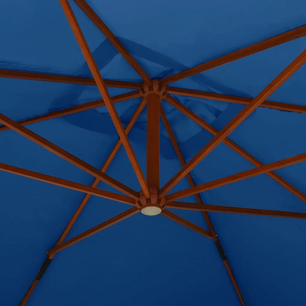 Konzolový slunečník s dřevěnou tyčí 400 x 300 cm azurově modrý,  318435