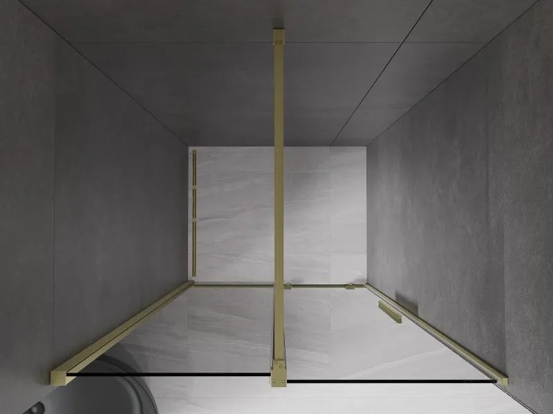 Mexen Velar, posuvné sprchové dveře do otvoru 100 cm, 8mm šedé sklo, zlatá matná, 871-100-000-41-55