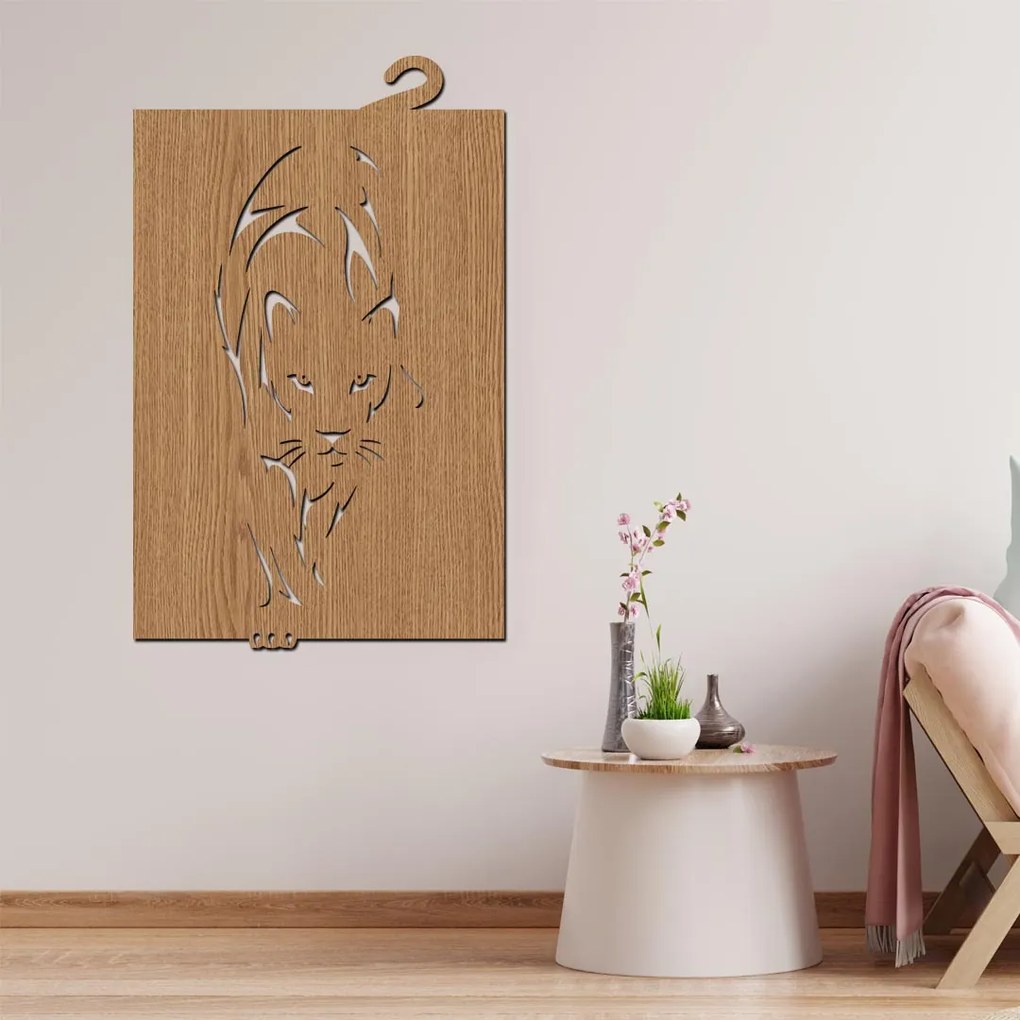 dřevo života Dřevěná dekorace na zeď Panter Rozměry (cm): 80x128, Zvolte barvu dekoru: Horský dub