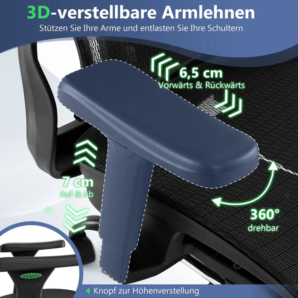 Costway Ergonomická kancelářská židle Počítačová židle k pracovnímu stolu