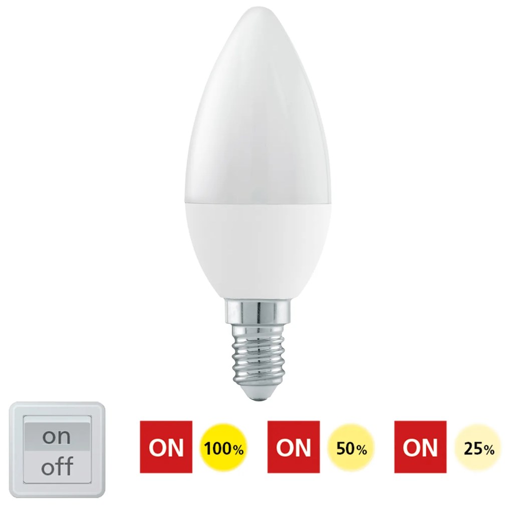 LED žárovka stmívatelná stiskem vypínače LED 6W 470lm E14 C37 - 11582 - Eglo