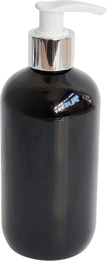 Dávkovač na mýdlo 300 ml černý s bílo-stříbrnou pumpičkou BELA