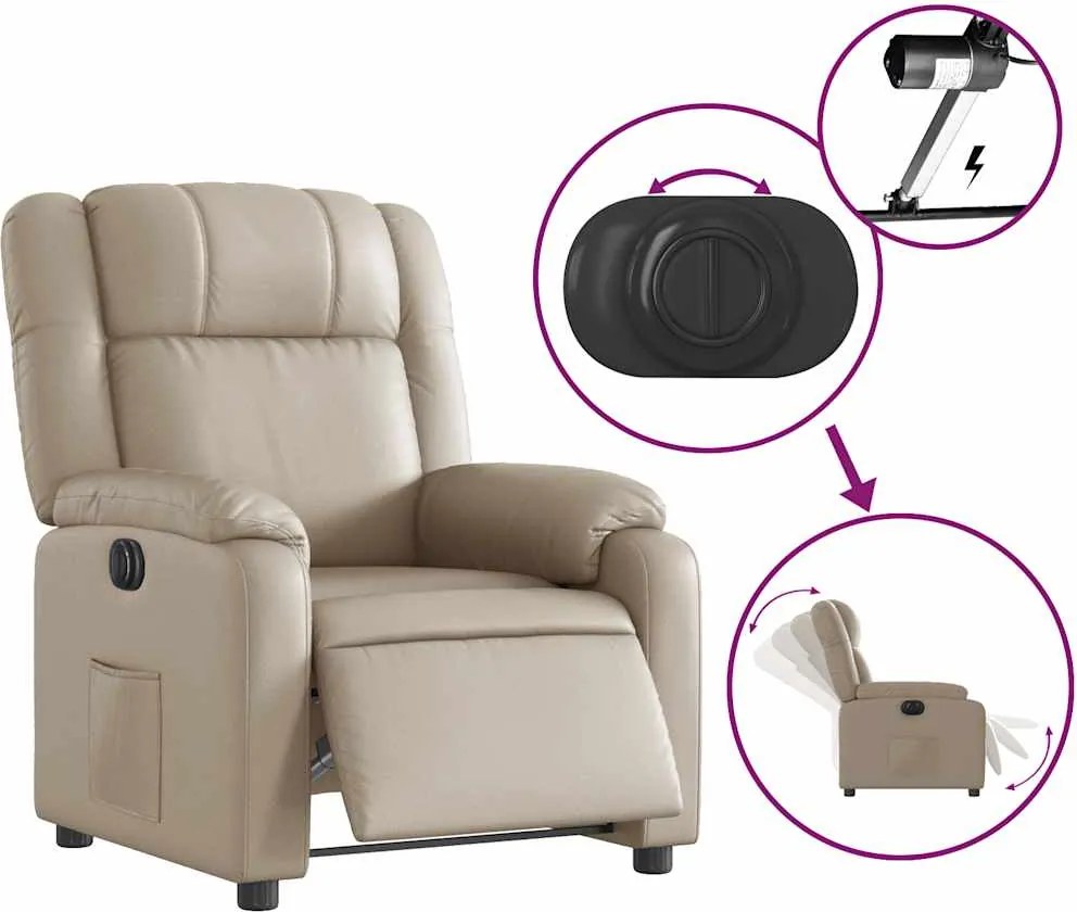 Elektrické polohovací křeslo cappuccino umělá kůže 3205142