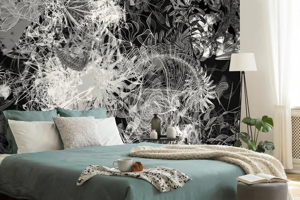 Samolepící tapeta černobílé abstraktní umění - 150x100 cm