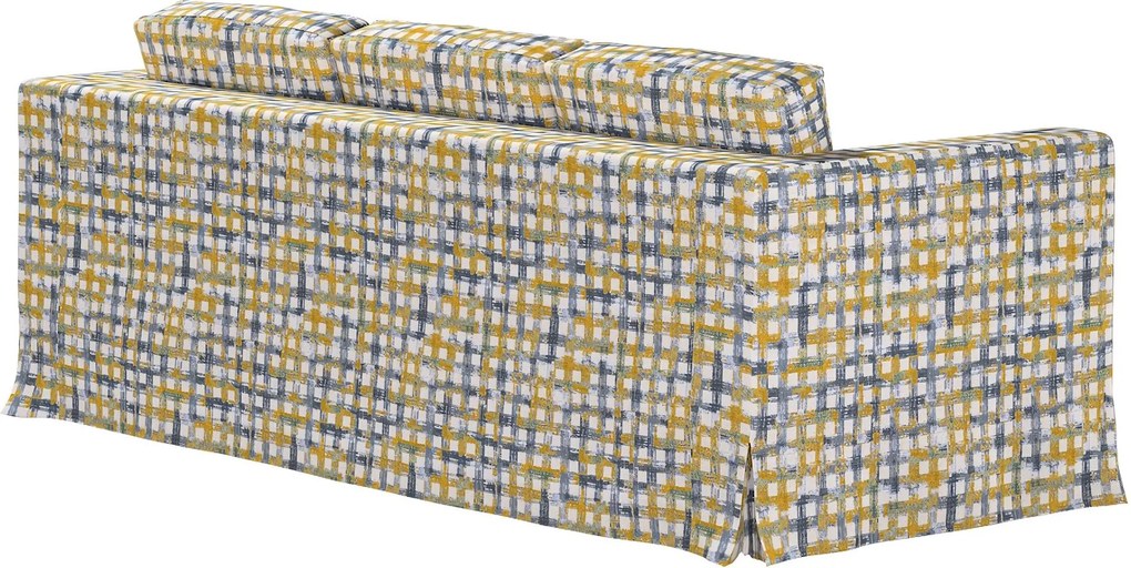 Potah na pohovku IKEA Karlanda 3-místná nerozkládací, dlouhý barva modrá látka pletený vzor, vzorované